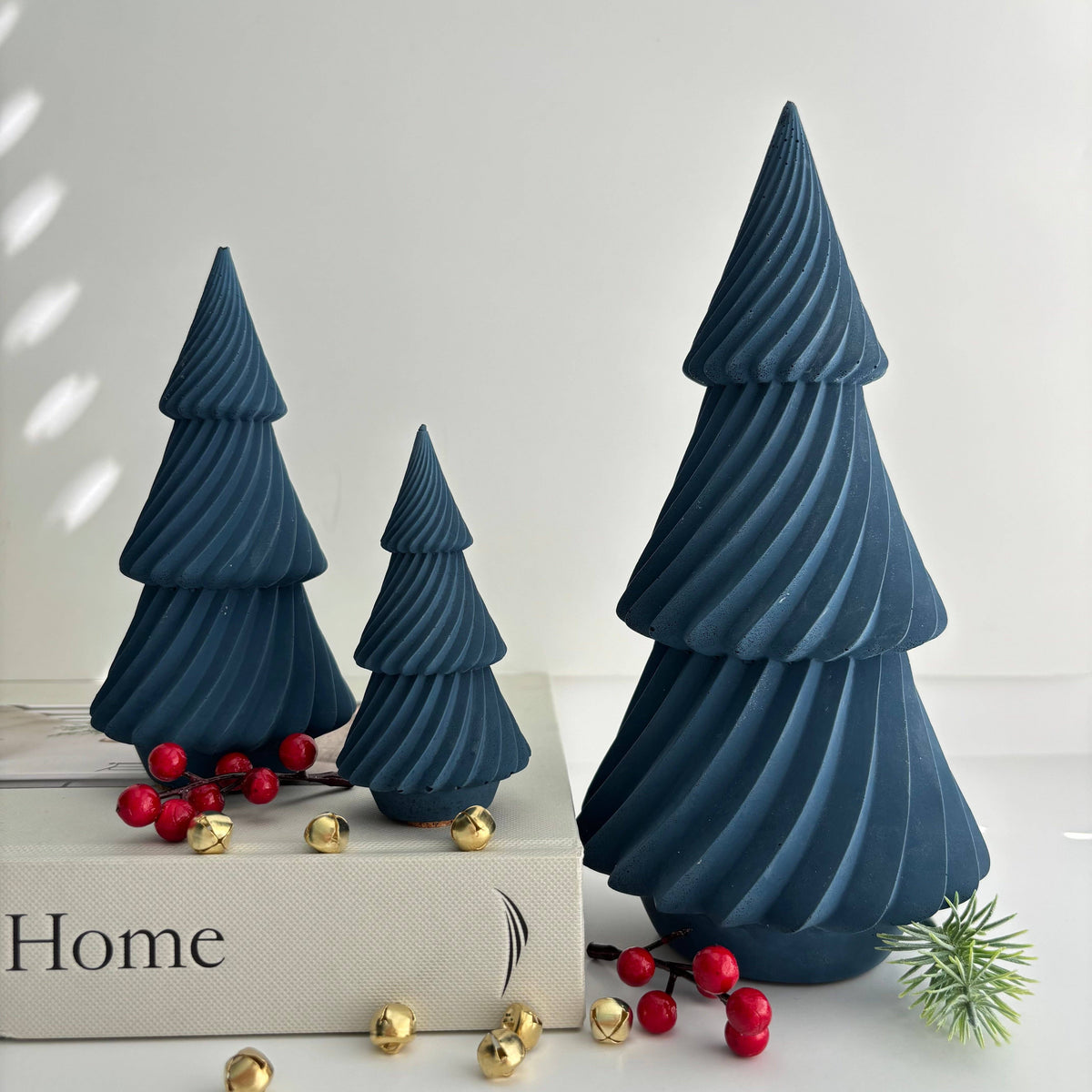 Twist Pines Trio - Concrete Holiday Trees | Christmas Decor: Off White ...